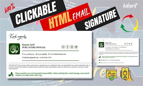Create Custom Clickable Html Email Signature Designs By Hskarif Fiverr