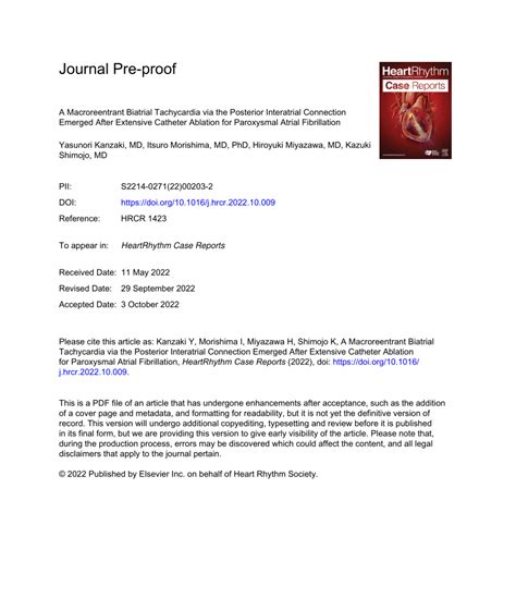 Pdf A Macroreentrant Biatrial Tachycardia Via The Posterior Interatrial Connection Emerged