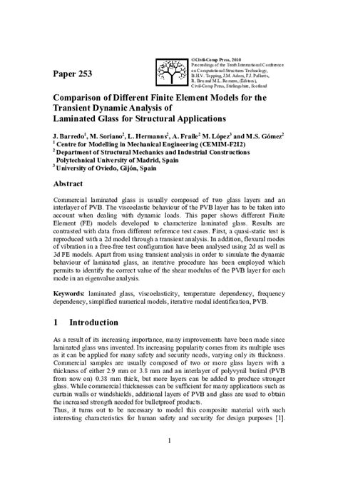 Pdf Comparison Of Different Finite Element Models For The Transient