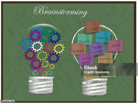 브레인스토밍 컨셉입니다 On Blackboard 화이트 Colorfull 붙여둡니다 It 지급어음 2015년에 대한 스톡 사진 및 기타 이미지 Istock
