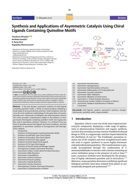 Pdf Synthesis And Applications Of Asymmetric Catalysis Using Chiral