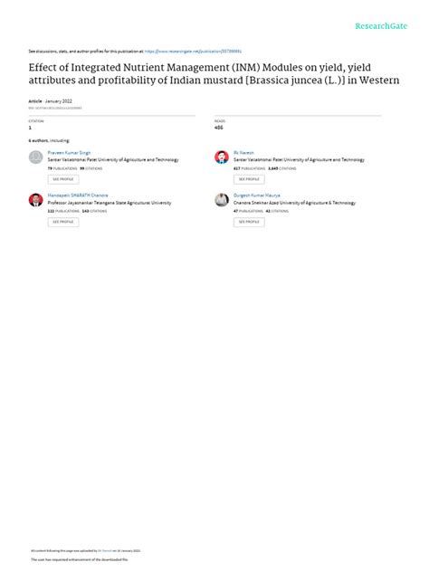 Effect Of Inm Module On Yield Pdf Fertilizer Agriculture