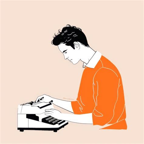 Premium Photo A Is Typing On An Old Typewriter