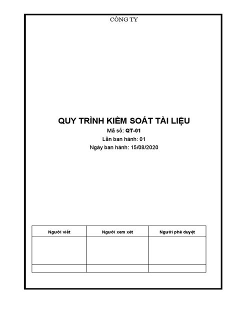 Quy Trinh Kiem Soat Tai Lieu Qt 01 Pdf