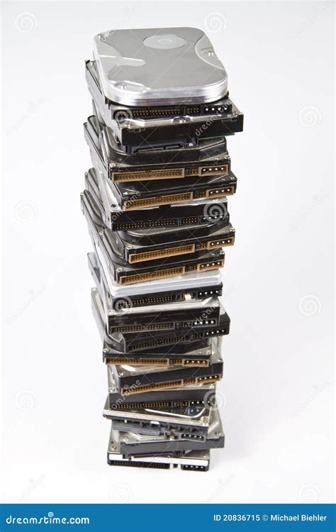 Stack Of Hard Drive With Opened One On Top Stock Image Image Of