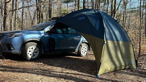 Disbursed Camping Before Snowstorm Kelty Sideroad Awning Subaru
