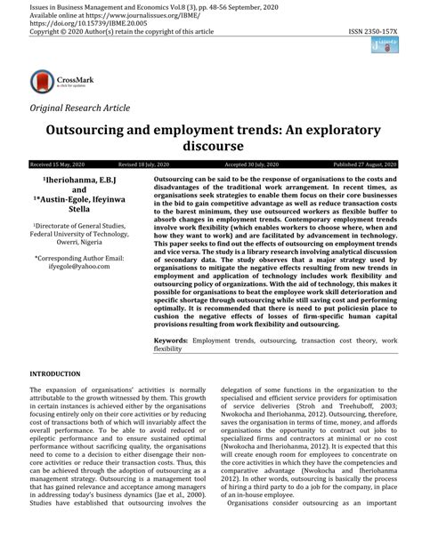 pdf outsourcing and employment trends an exploratory discourse