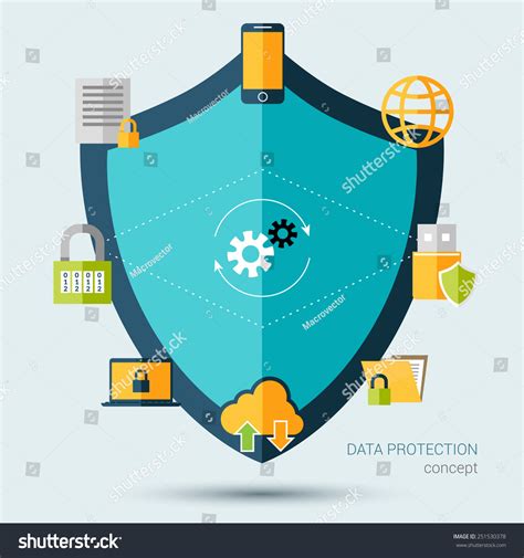 Data Protection Concept Shield Information Security Stock Vector