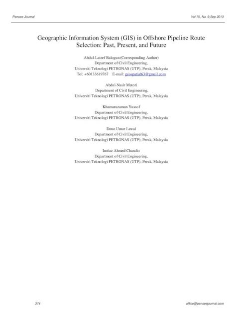 Pdf Geographic Information System Gis In Offshore Pipeline Route