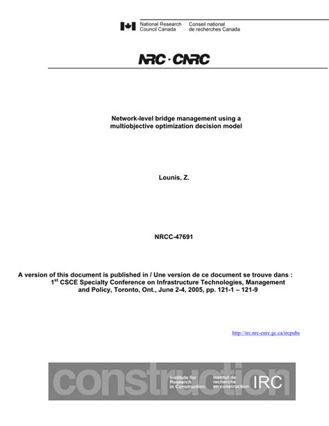 Pdf Network Level Bridge Management Using A Multiobjective