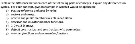 solved explain the difference between each of the following