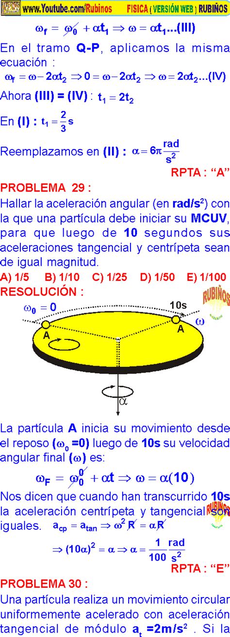 MOVIMIENTO CIRCULAR UNIFORMEMENTE VARIADO PROBLEMAS RESUELTOS