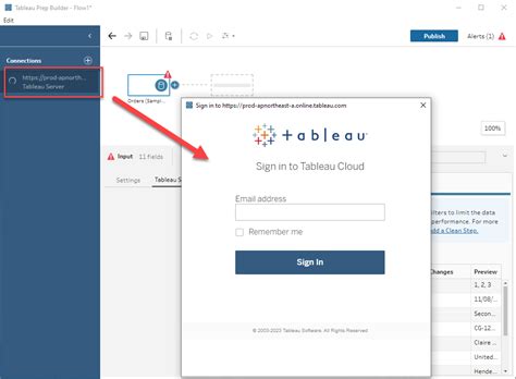 Error Dataservicefailure Occurs If Tableau Prep Is Connected To A