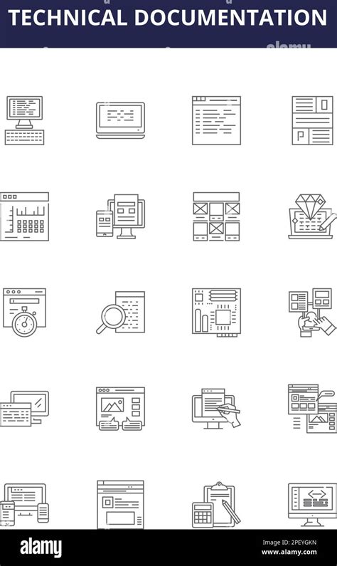 Technical Documentation Line Vector Icons And Signs Guide Help