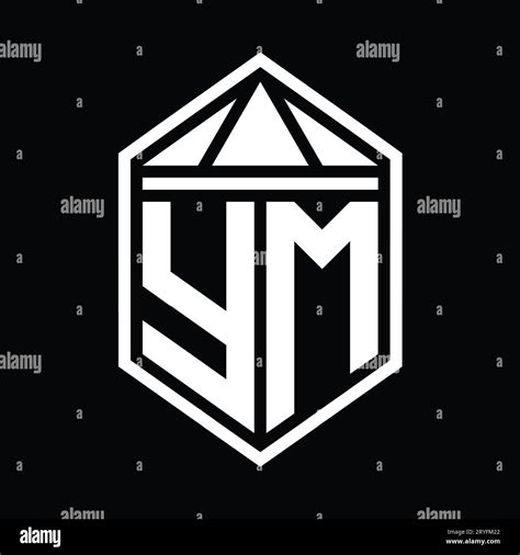 Ym Letter Logo Monogram Simple Hexagon Shield Shape With Triangle Crown Isolated Style Design