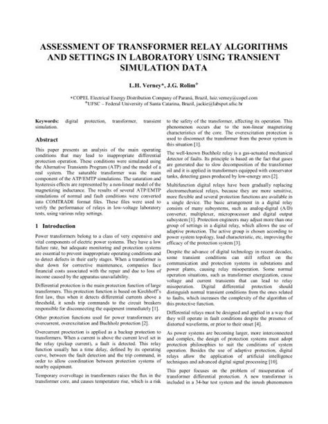 assessment of transformer relay algorithms and settings sel