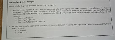 Solved Learning Task 2 Make It Simple Solve The Following Word