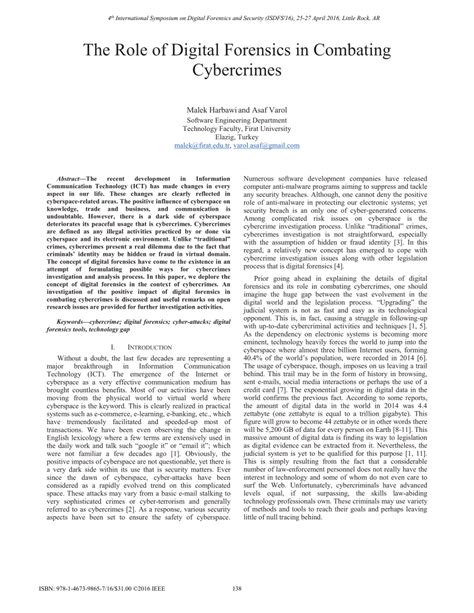 Pdf The Role Of Digital Forensics In Combating Cybercrimes