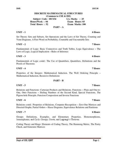 cse iii discrete mathematical structures 10cs34 notes pdf set