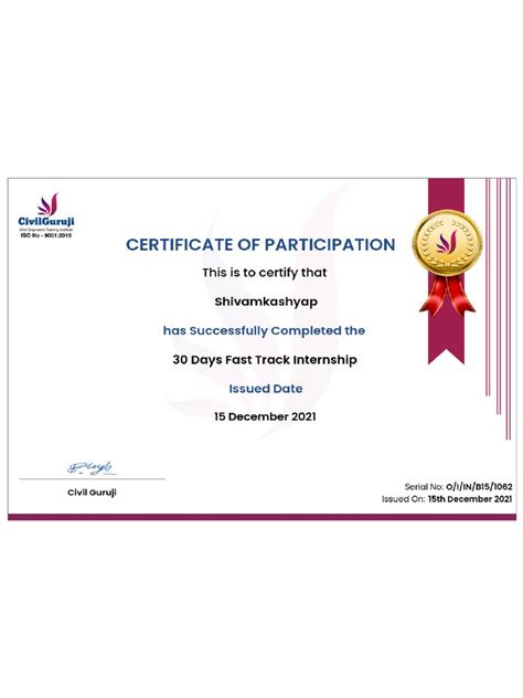 Intership Certificate Pdf