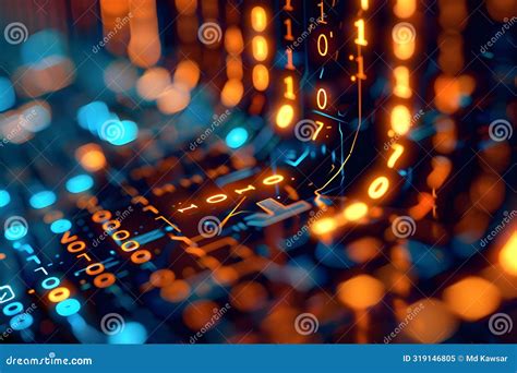 Digital Data And Binary Code With Circuit Board Pattern Ai Generated