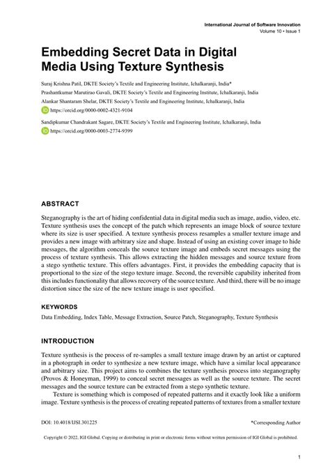 Pdf Embedding Secret Data In Digital Media Using Texture Synthesis