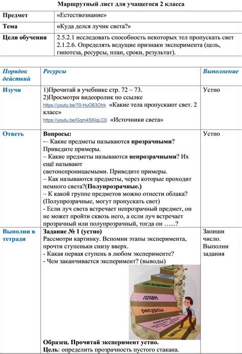 Дистанционный урок - естествознание 2 класс Куда делся лучик света ...