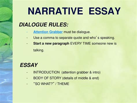 Narrative Essay With Dialogue