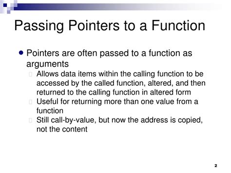 Ppt Pointers Parameter Passing And Return Powerpoint Presentation