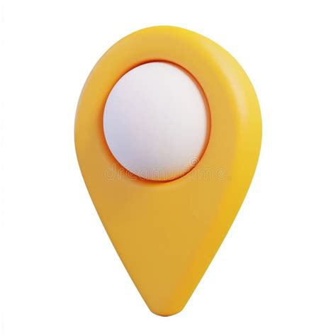 A 3d Yellow Map Location Pointer Depicted In A Plastic Cartoon Style