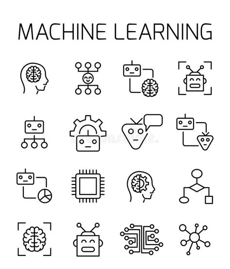 machine learning related vector icon set stock vector illustration