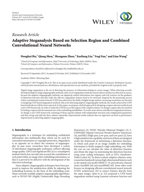 pdf adaptive steganalysis based on selection region and combined