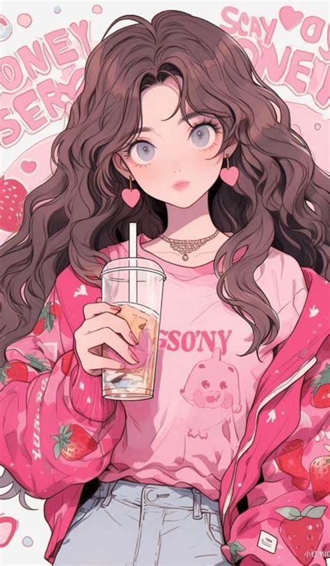 پس زمینه دخترانه انیمه ای صورتی دخترانه تاوعکس