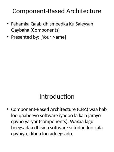 Component Based Architecture Presentation Pdf