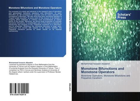 Monotone Bifunctions And Monotone Operators Von Mohammad Hossein Alizadeh Englisches Buch