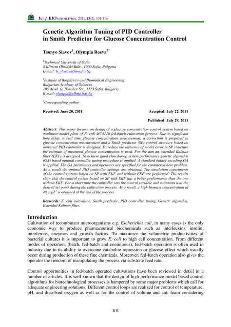 Pdf Genetic Algorithm Tuning Of Pid Controller In Smith Predictor For