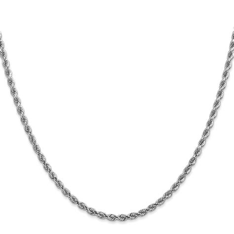 Diamond2deal 10k White Gold 275mm Diamond Cut Rope Chain Necklace For