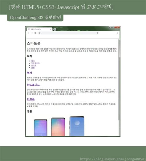 명품 Htmlcss3javascript 웹 프로그래밍 Open Challenge 02 네이버 블로그