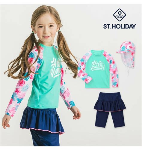 [에스티홀리데이] 유아동 여아 래쉬가드 수영복 세트 St913 유아 아동 초등 티몬