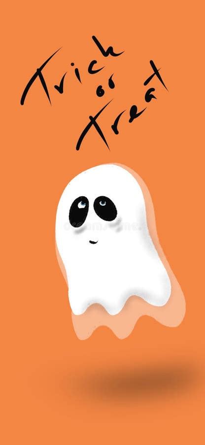 Cute Ghost On Orange Background Stock Illustration Illustration Of Celebration Graphic 254844864