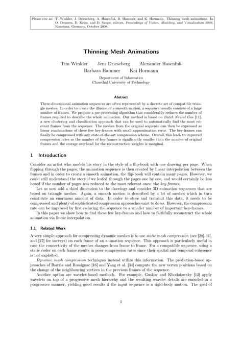 Pdf Thinning Mesh Animations