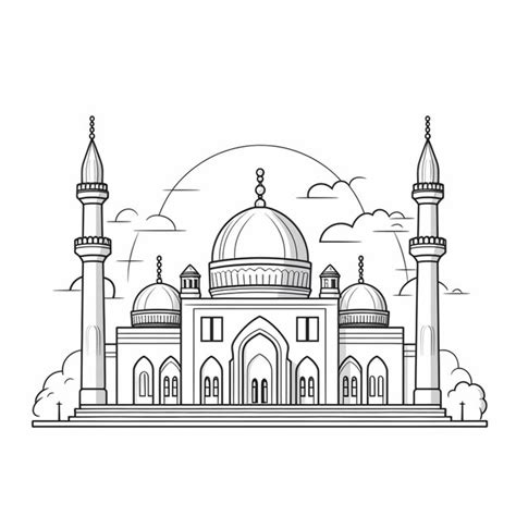 Premium Ai Image A Drawing Of A Mosque With A Dome And Mina Minas