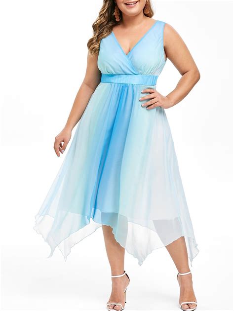 Plus Size Handkerchief Ombre Midi Dress L4405505012937 Plus Size