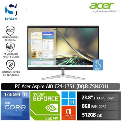Promo Pc Acer Aspire Aio C Desktop Pc Core I P Gb Gb Ssd Mx Gb Ips