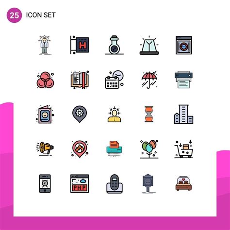 Mobile Interface Filled Line Flat Color Set Of 25 Pictograms Of Safe