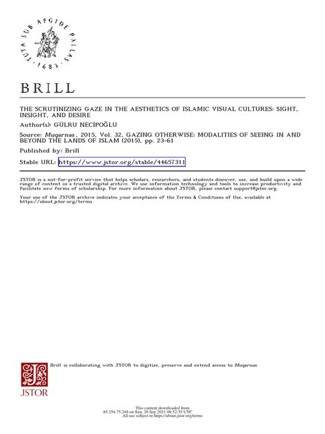 Necipoglu Gulru The Scrutinizing Gaze In The Aesthetics Of Islamic Visual Cultures Sight