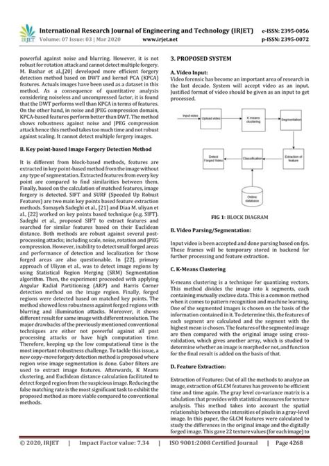 Irjet A Research On Video Forgery Detection Using Machine Learning Pdf