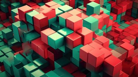 Premium Ai Image Logic Game Cubic Mosaic Structure Isometric Wallpaper Generative Ai