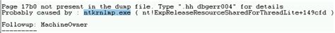 analyzing crash dump using windows debugger windbg resource not owned