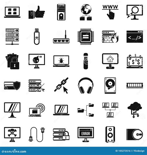 Seo Icons Set Simple Style Stock Vector Illustration Of Flash Play 105273516